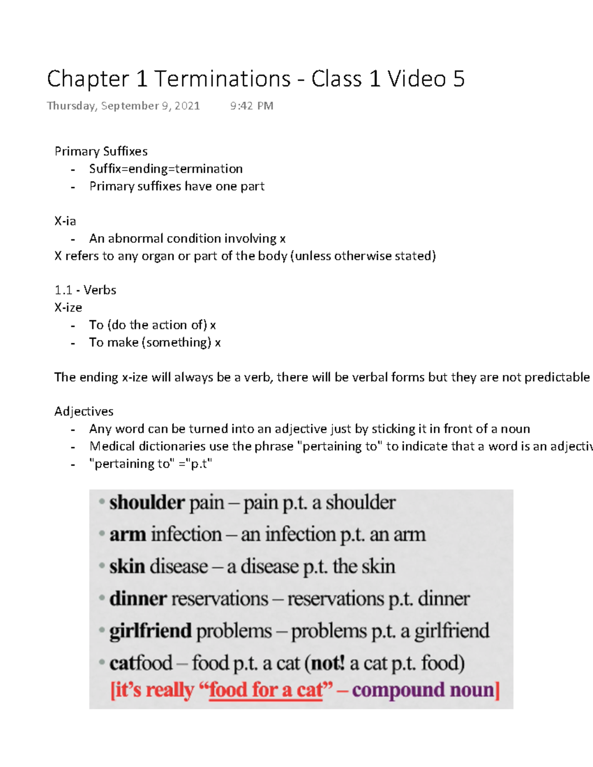 Chapter 1 Terminations - Class 1 Video 5 - Primary Suffixes Suffix ...