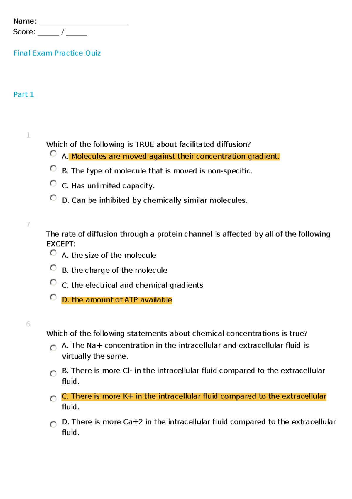 Final Exam - Name: _________________________ Score ...