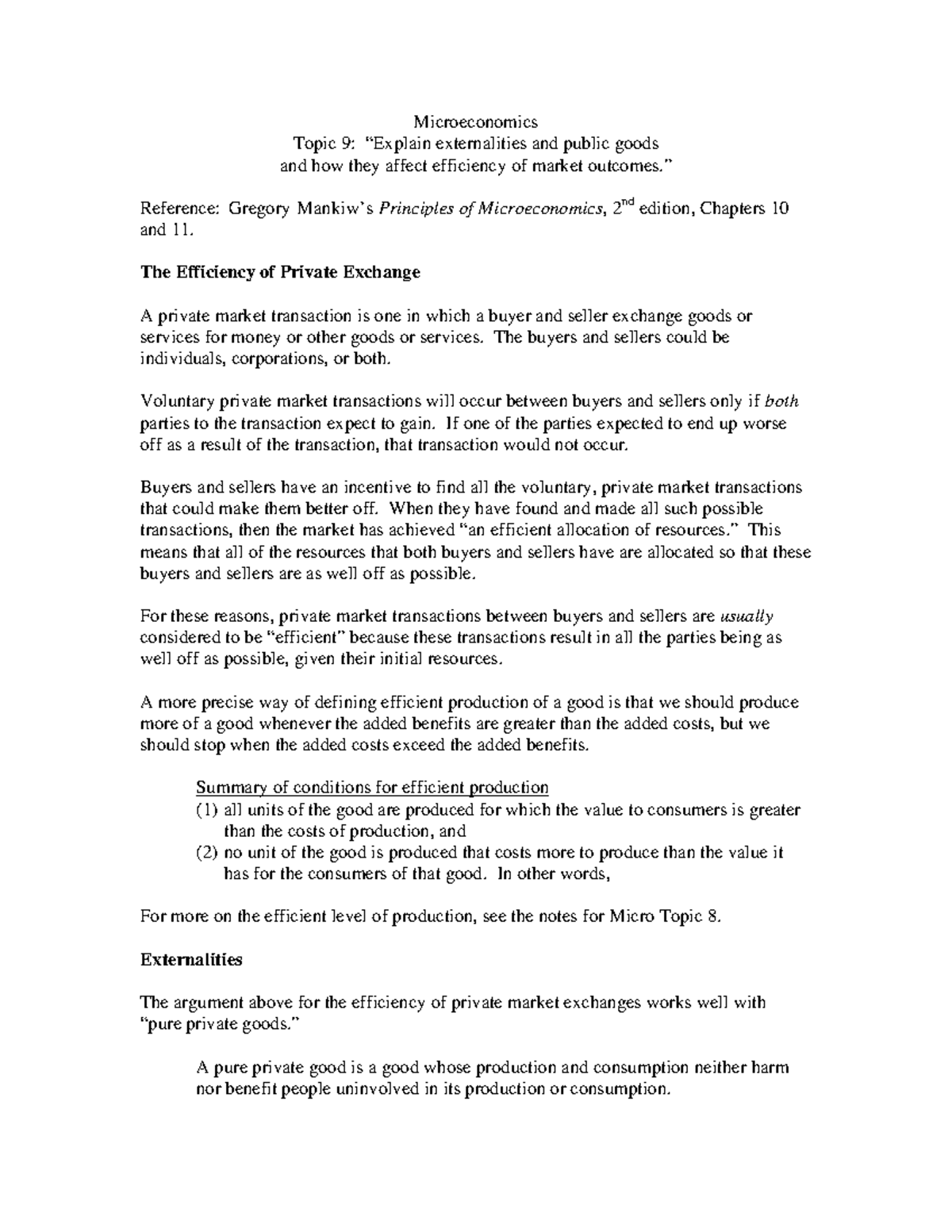 Microeconomics - Externalities and Types of Economic Goods ...