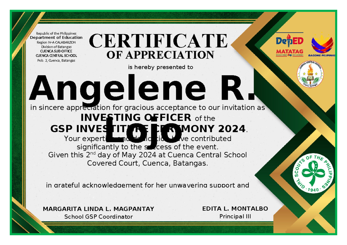 Gsp investing officer true - ####### Republic of the Philippines ...