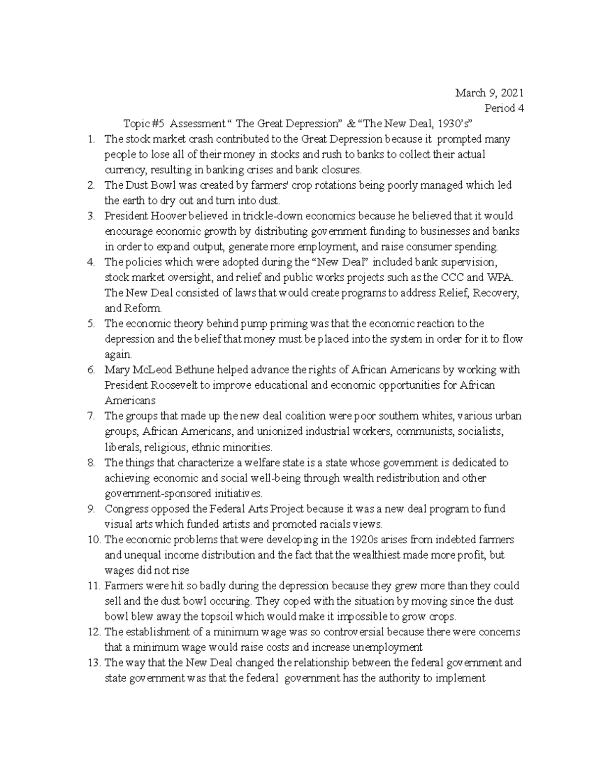 Topic 5 Assessment US History Review - March 9, 2021 Period 4 Topic #5 ...