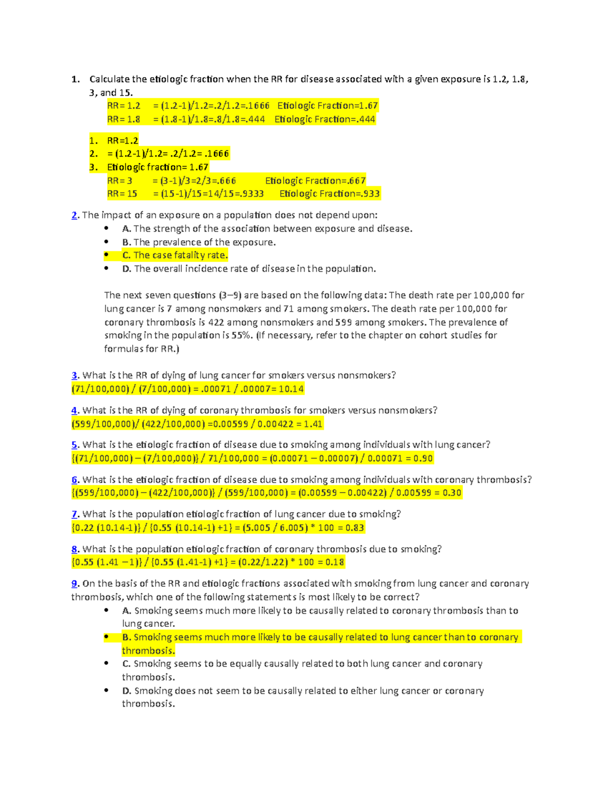 Chapter 9 questions -Epidemiology Textbook Assignment - 1. Calculate ...