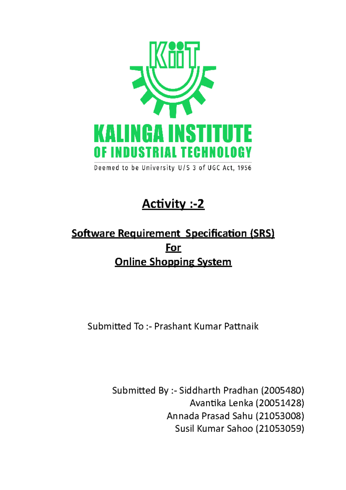 SE SRS DOC FInal complete - Activity :- Software Requirement Specification (SRS) For Online ...