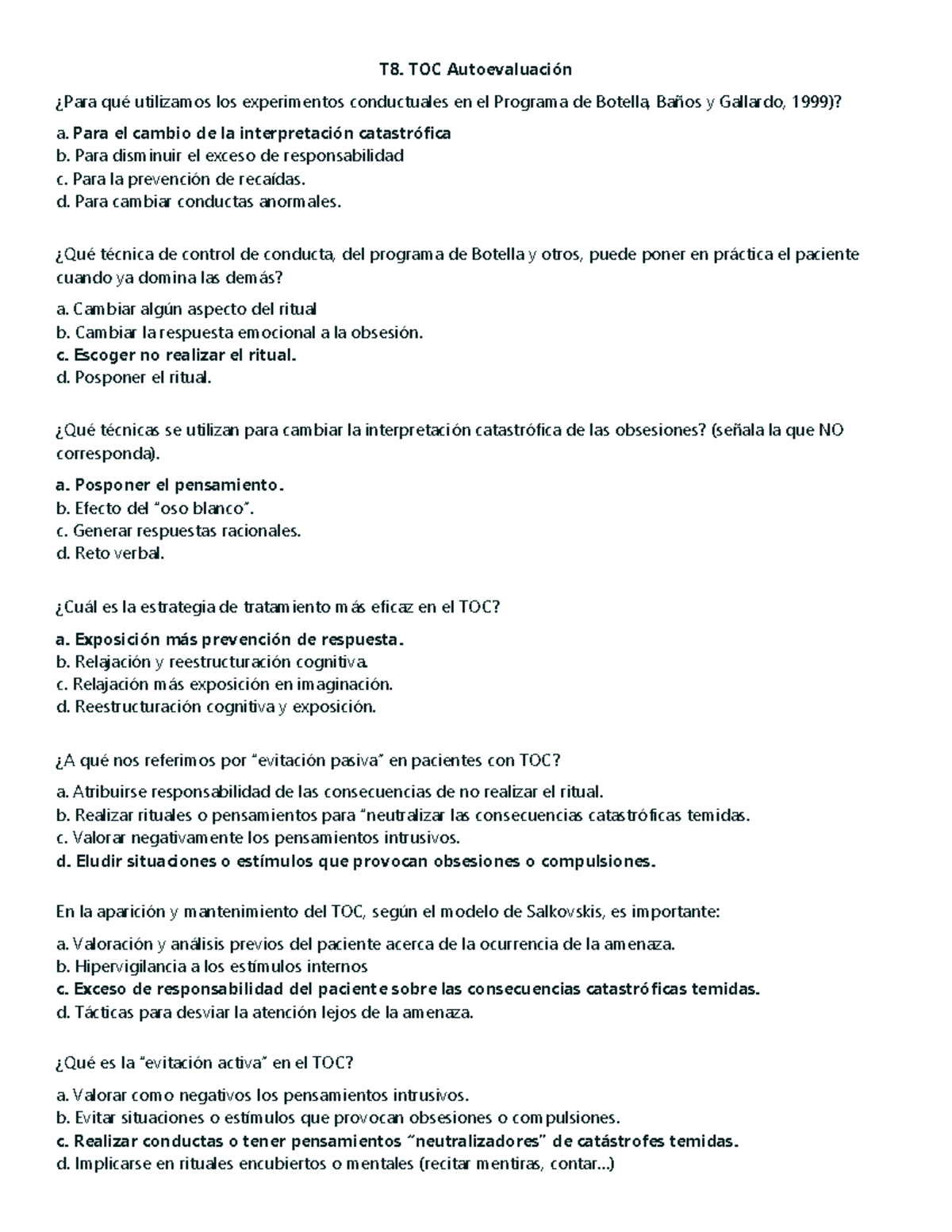 T8. TOC Autoevaluación - T8. TOC AutoevaluaciÛn øPara quÈ utilizamos los experimentos ...