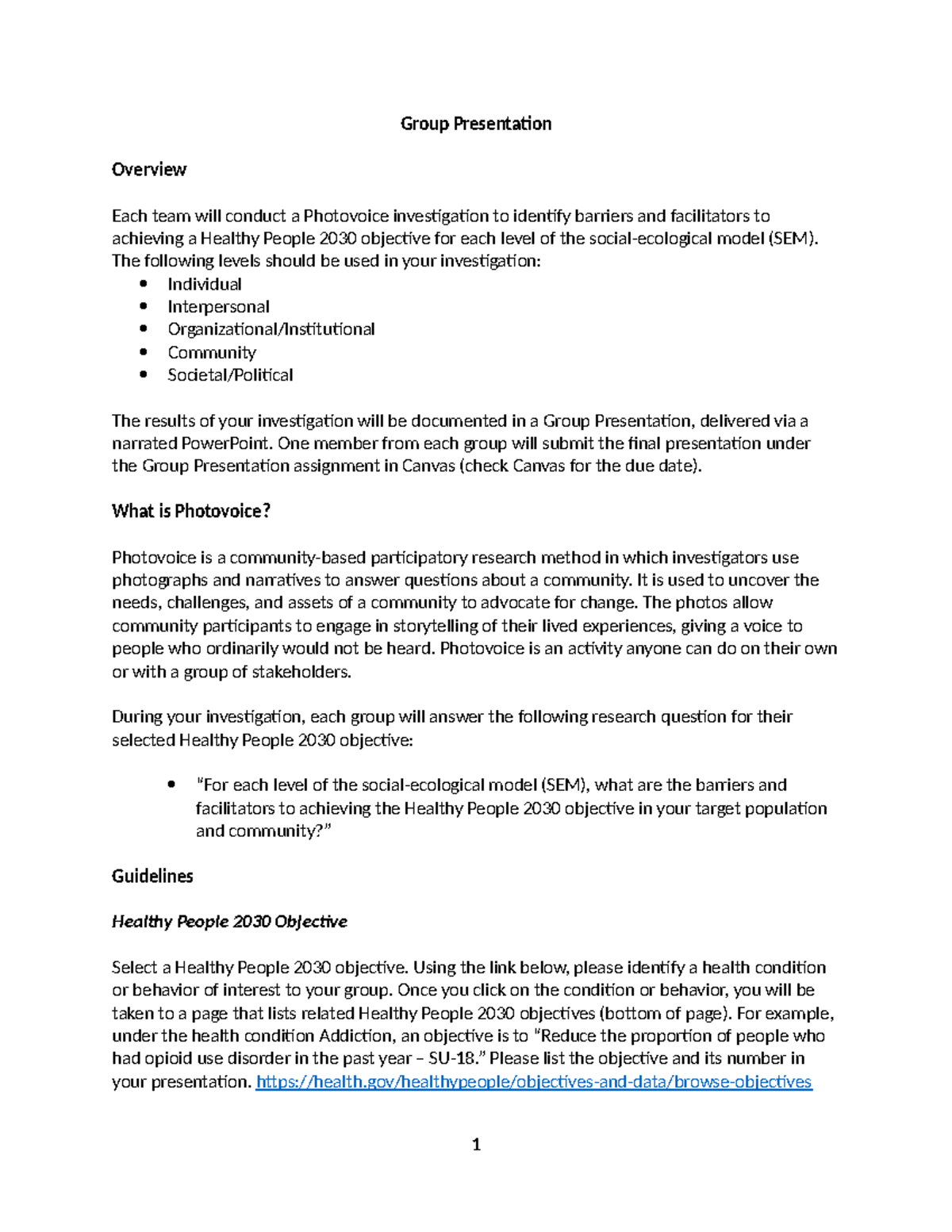 Group Presentation - Group Presentation Overview Each team will conduct ...