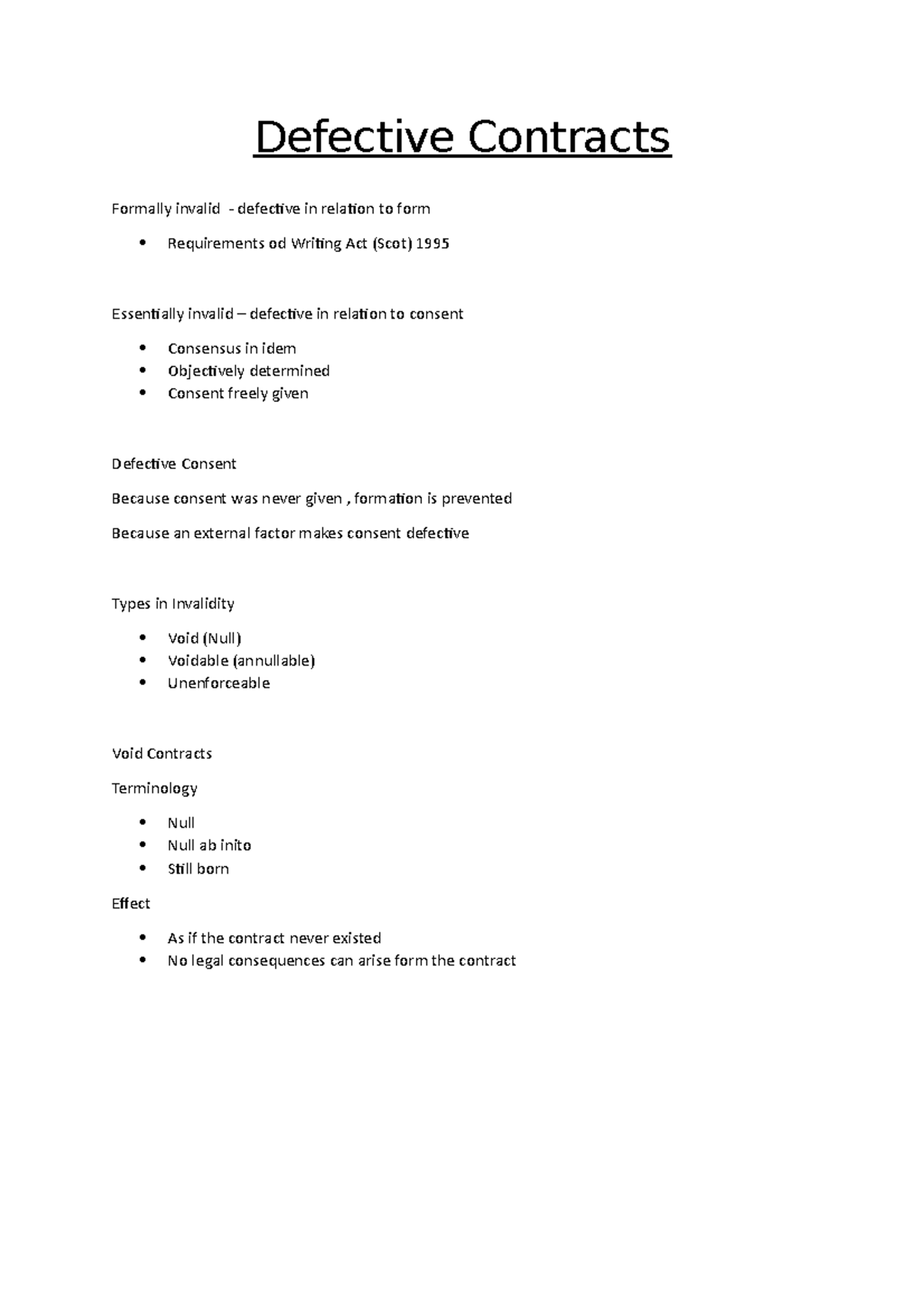 Lecture 7 - Defective Contracts Formally invalid - defective in ...