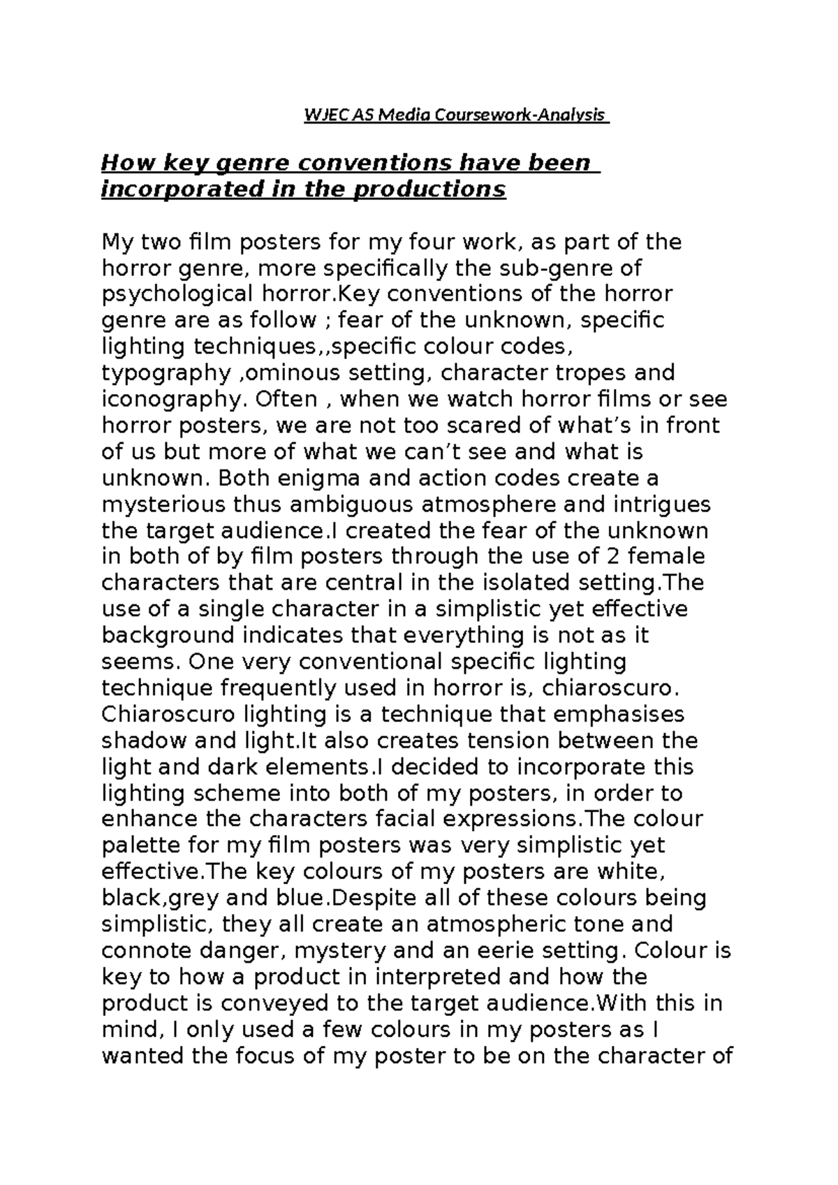 AS Media analysis - WJEC AS Media Coursework-Analysis How key genre ...