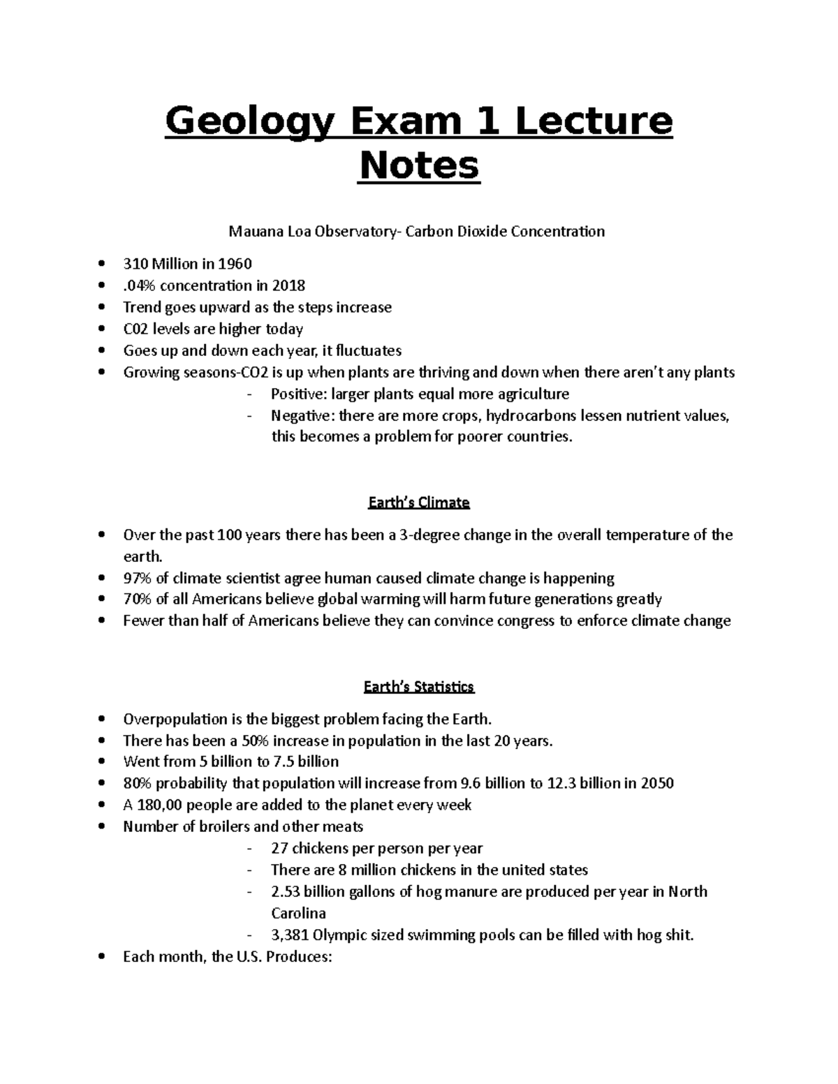 Geology Exam 1 Lecture Notes - Geology Exam 1 Lecture Notes Mauana Loa ...