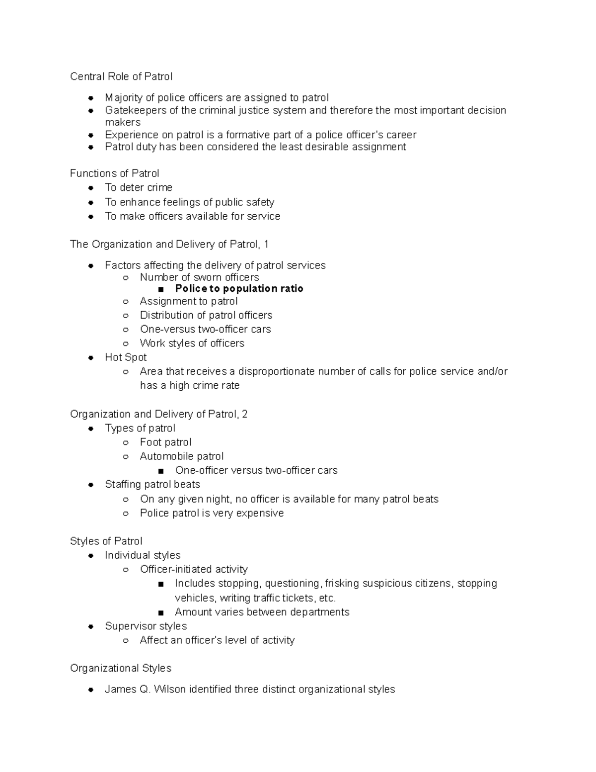 Chapter 7 Patrol The Backbone of Policing - Central Role of Patrol ...