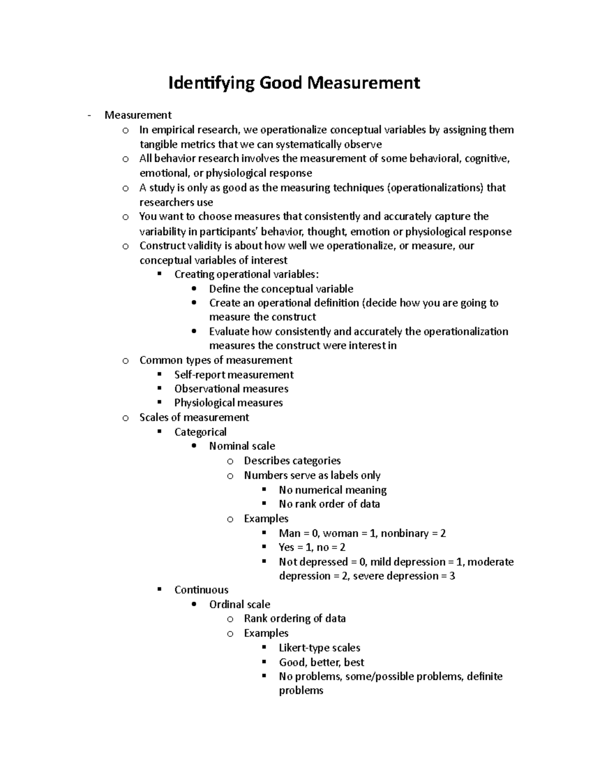 Identifying Good Measurement CH5 - Identifying Good Measurement ...