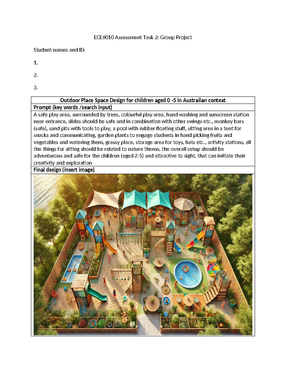 Play area project final - ECE6010 Assessment Task 2: Group Project ...
