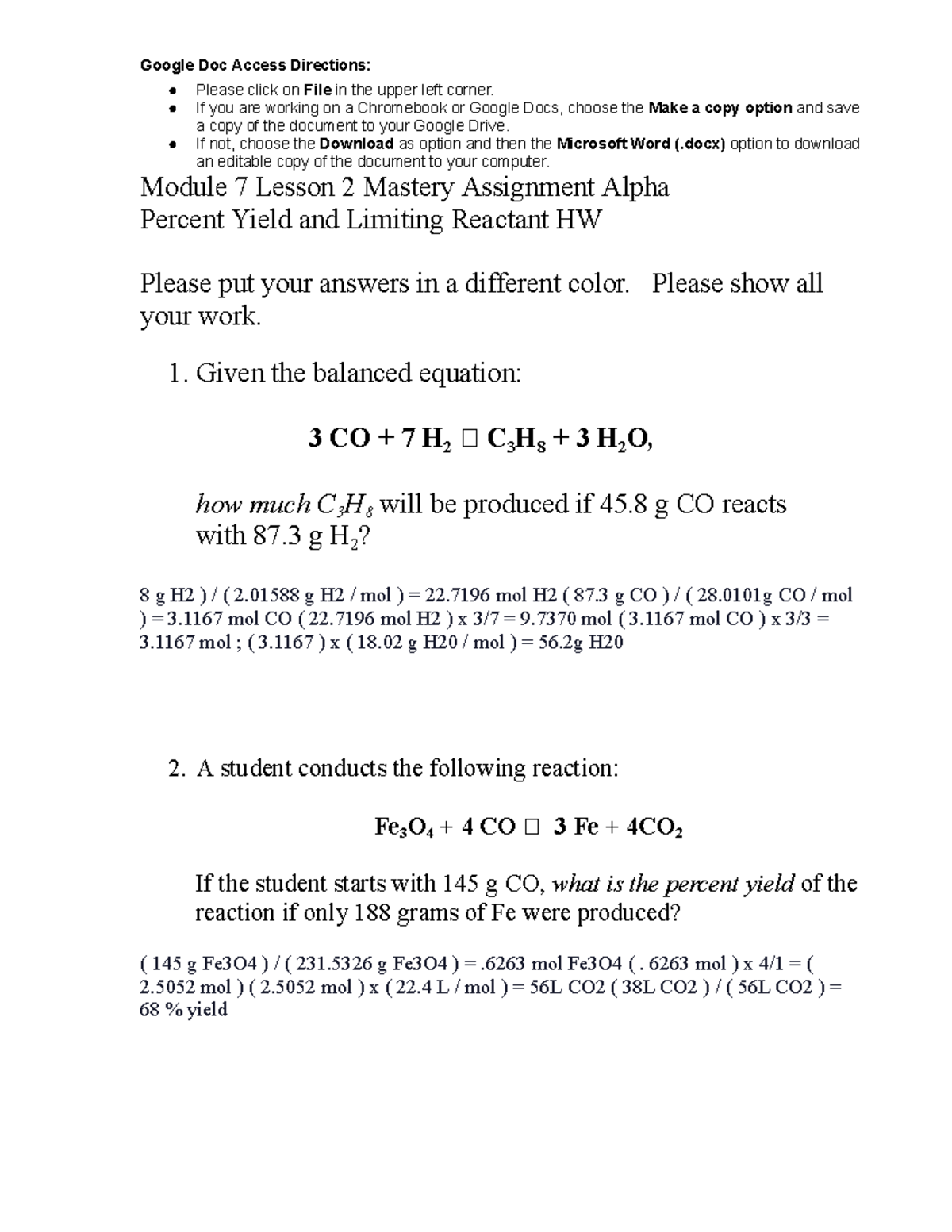 Module Seven Lesson Two Assignment Alpha - Google Doc Access Directions: Please click on File in ...