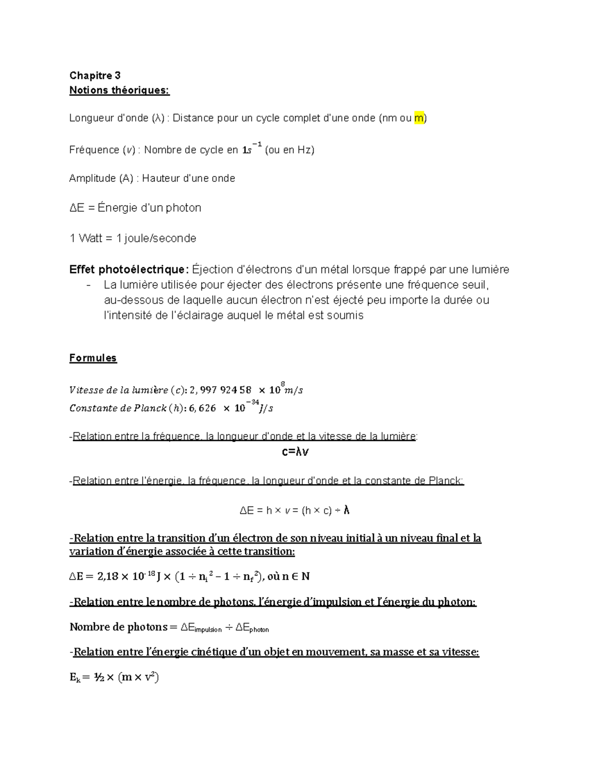 Révision finale - Chimie générale : la matière - Cégep - Chapitre 3 ...