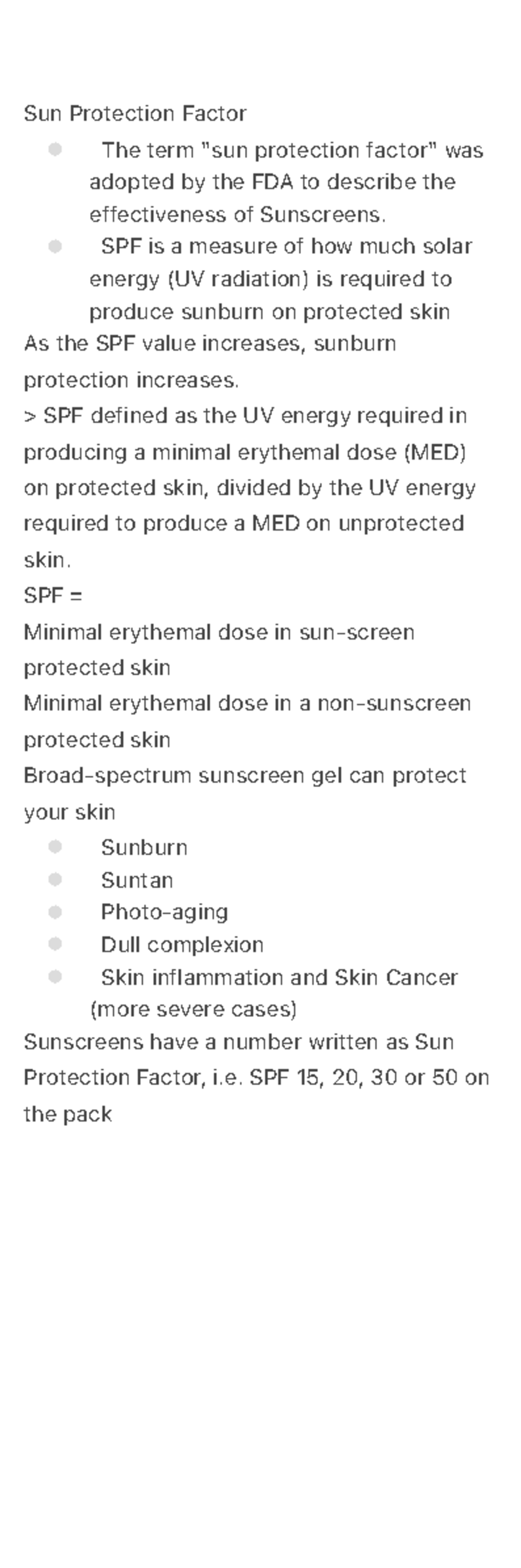 Sun Protection Factor - Sun Protection Factor The term "sun protection ...