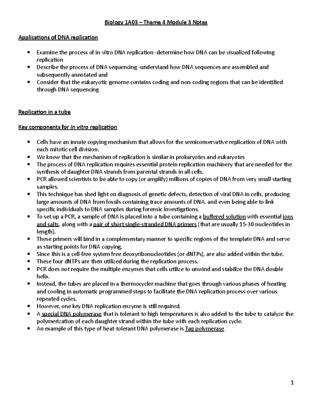 Biology 1A03 – Theme 4 Module 3 - Biology 1A03 – Theme 4 Module 3 Notes ...