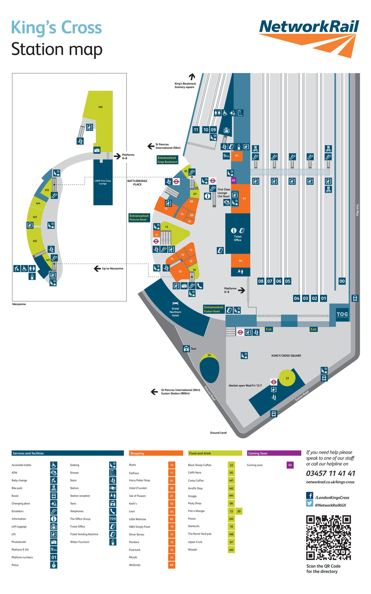 Kings Cross Station Map - King’s Cross Station map 9 3/ Services and ...