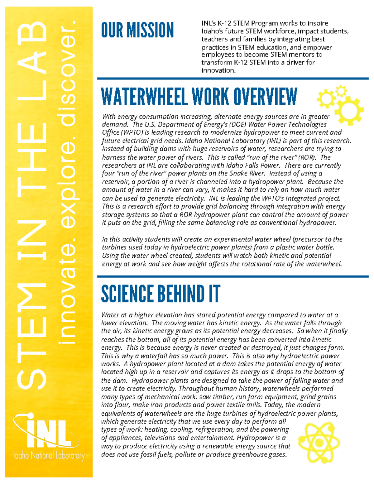 Waterwheel Work Lesson Plan - STEM IN THE LAB innovate. explore ...