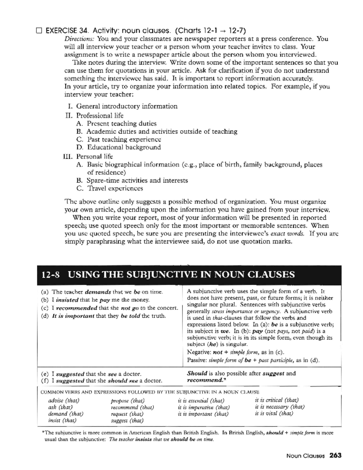 Noun clauses (subjunctive) - o EXERCISE 34. Activity: noun clauses ...