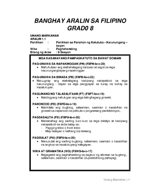 WS Q2 Filipino 7 Lesson 1 Week 4 - Gawaing Pampagkatuto sa Filipino 7 ...