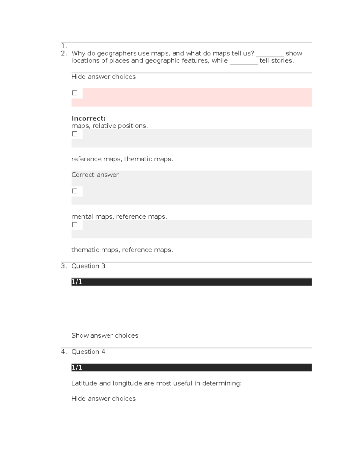 Cult geo testico - test - 1. Why do geographers use maps, and what do ...