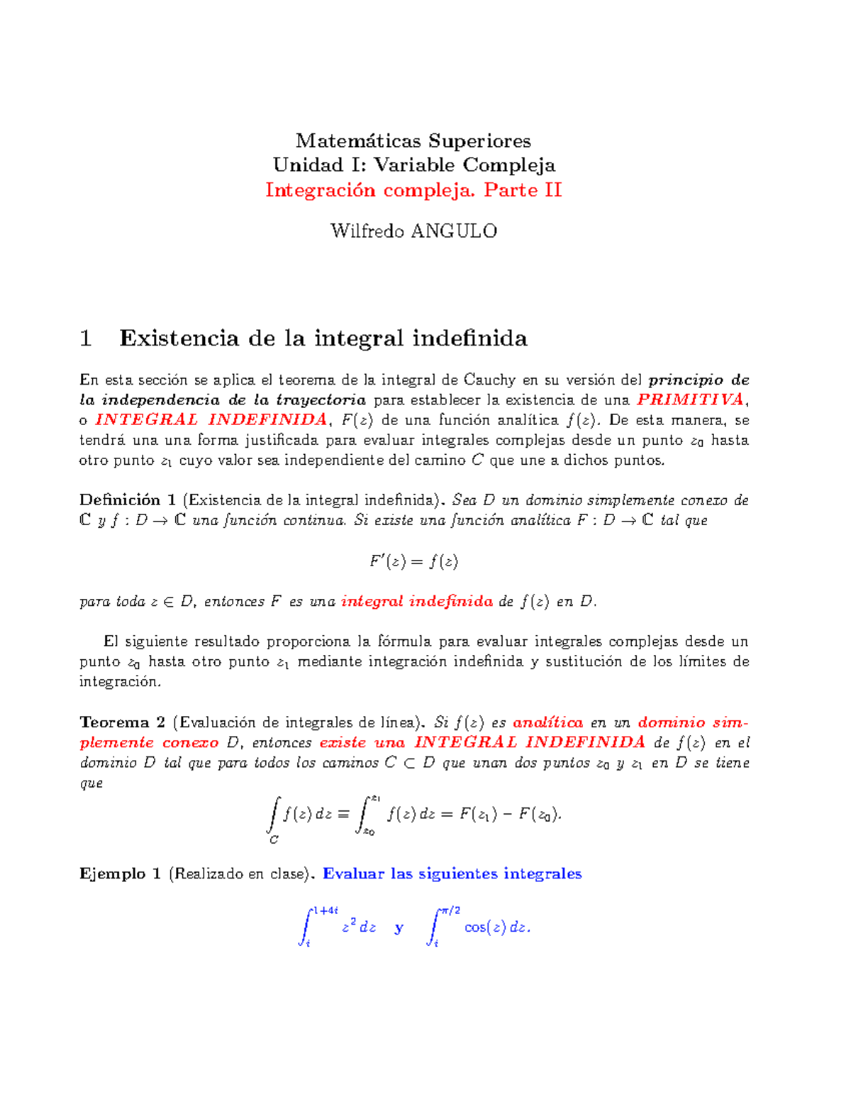 Integracion compleja parte 2 - Matem ́aticas Superiores Unidad I ...