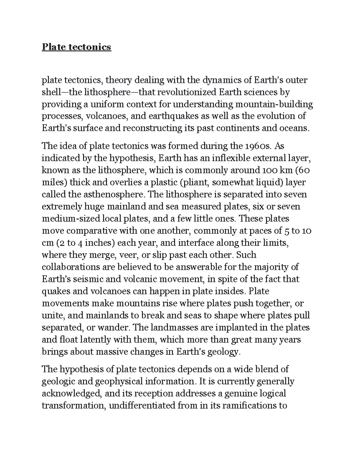 Plate tectonics - Plate tectonics plate tectonics, theory dealing with ...