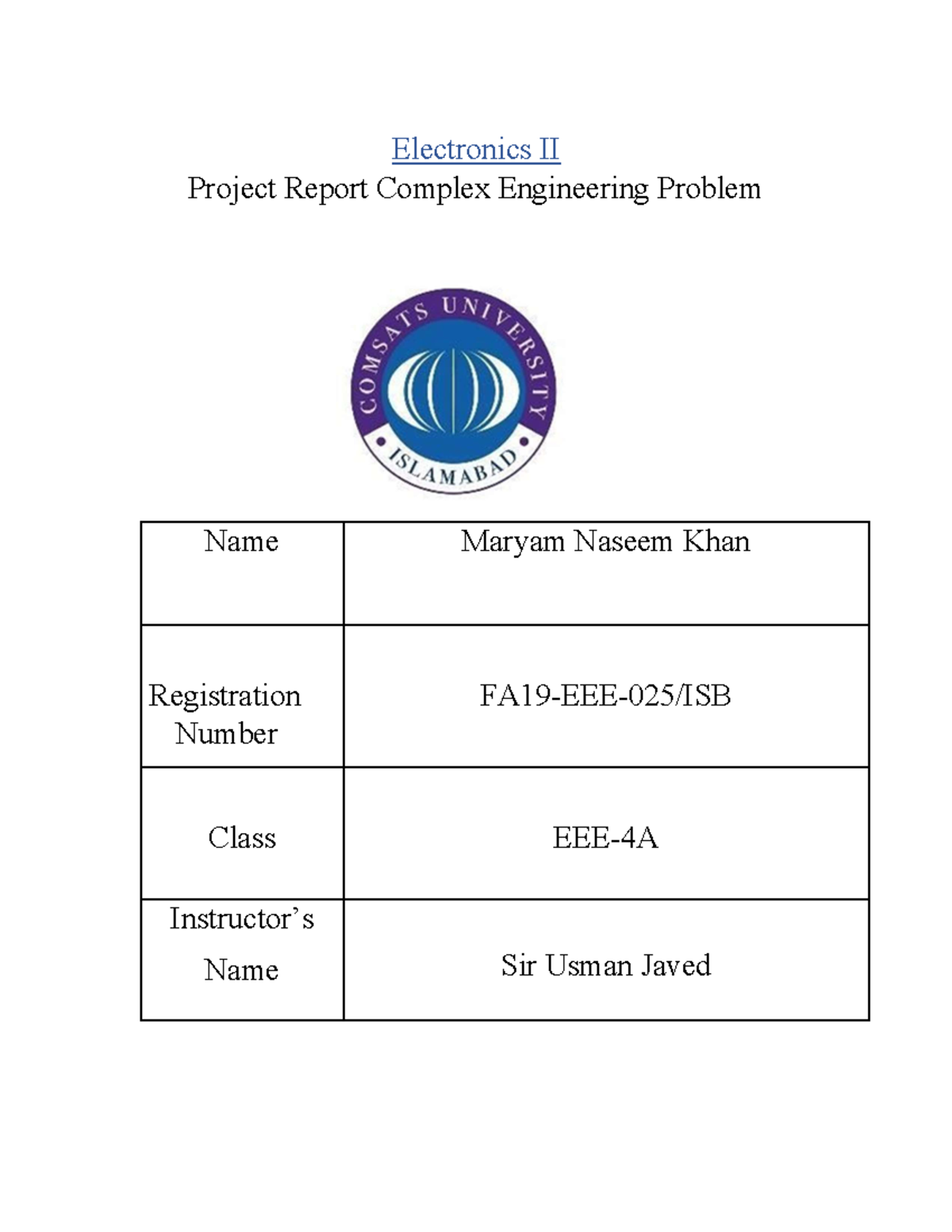 FA19-EEE-025 E2 CEP - Lectures - Electronics II Project Report Complex ...