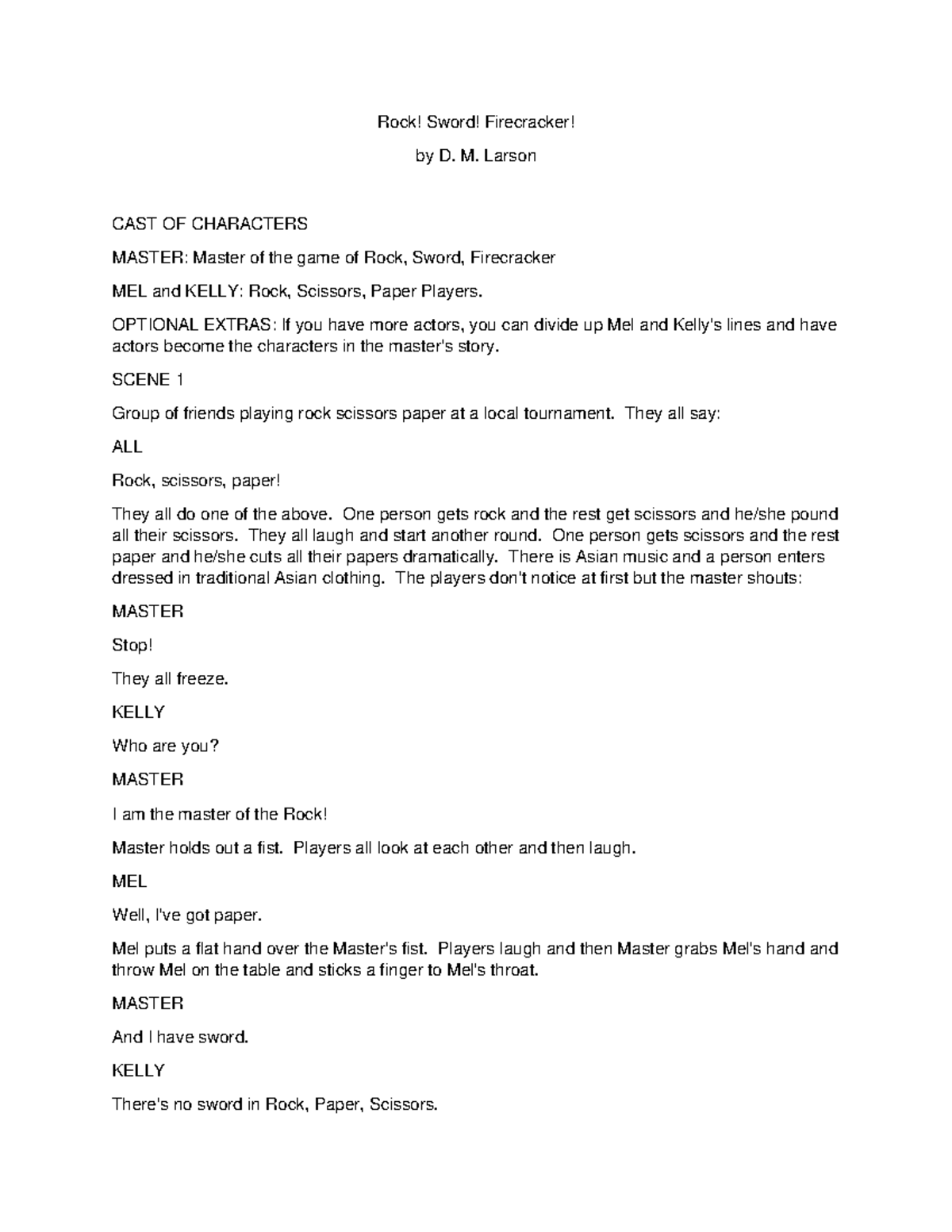 Rock Sword Firecracker - Rock! Sword! Firecracker! by D. M. Larson CAST ...