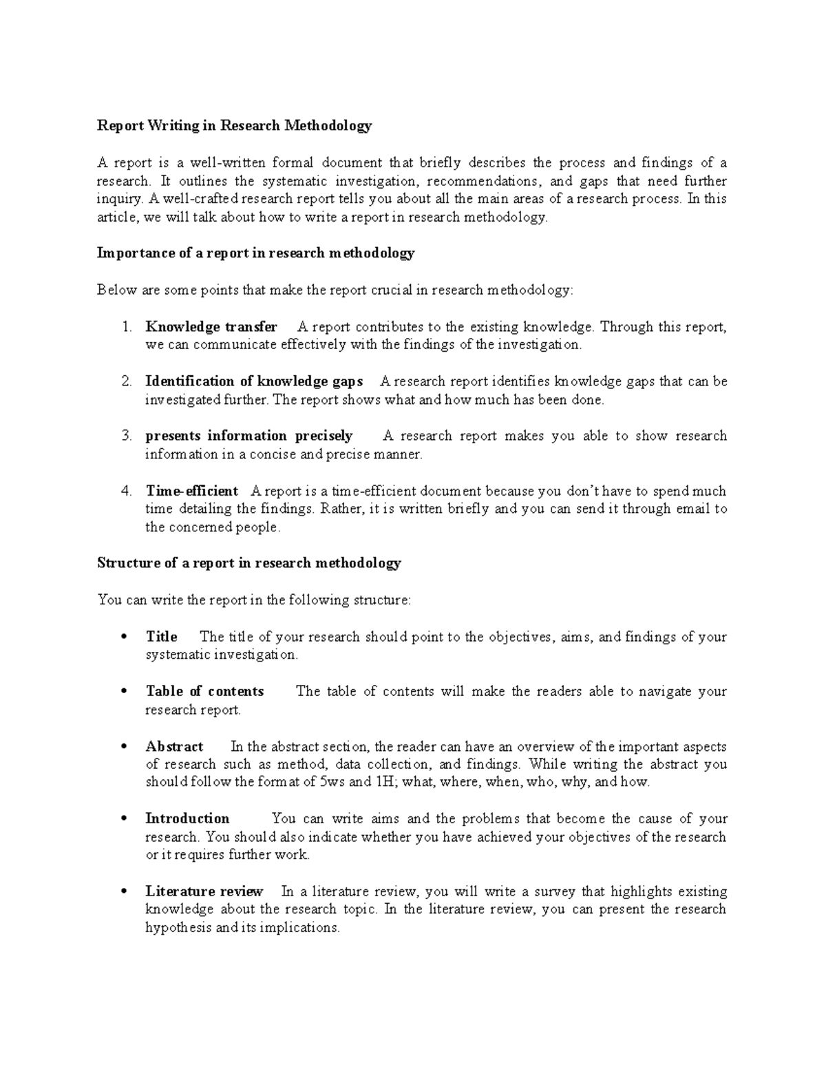 Report Writing in Research Methodology - It outlines the systematic ...