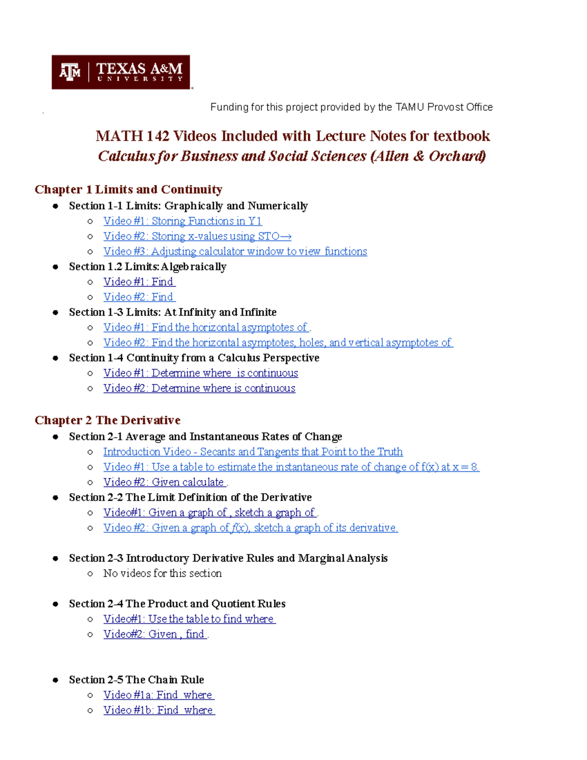 MATH 142 Videos Included with Lecture Notes - Video #2: Find the ...