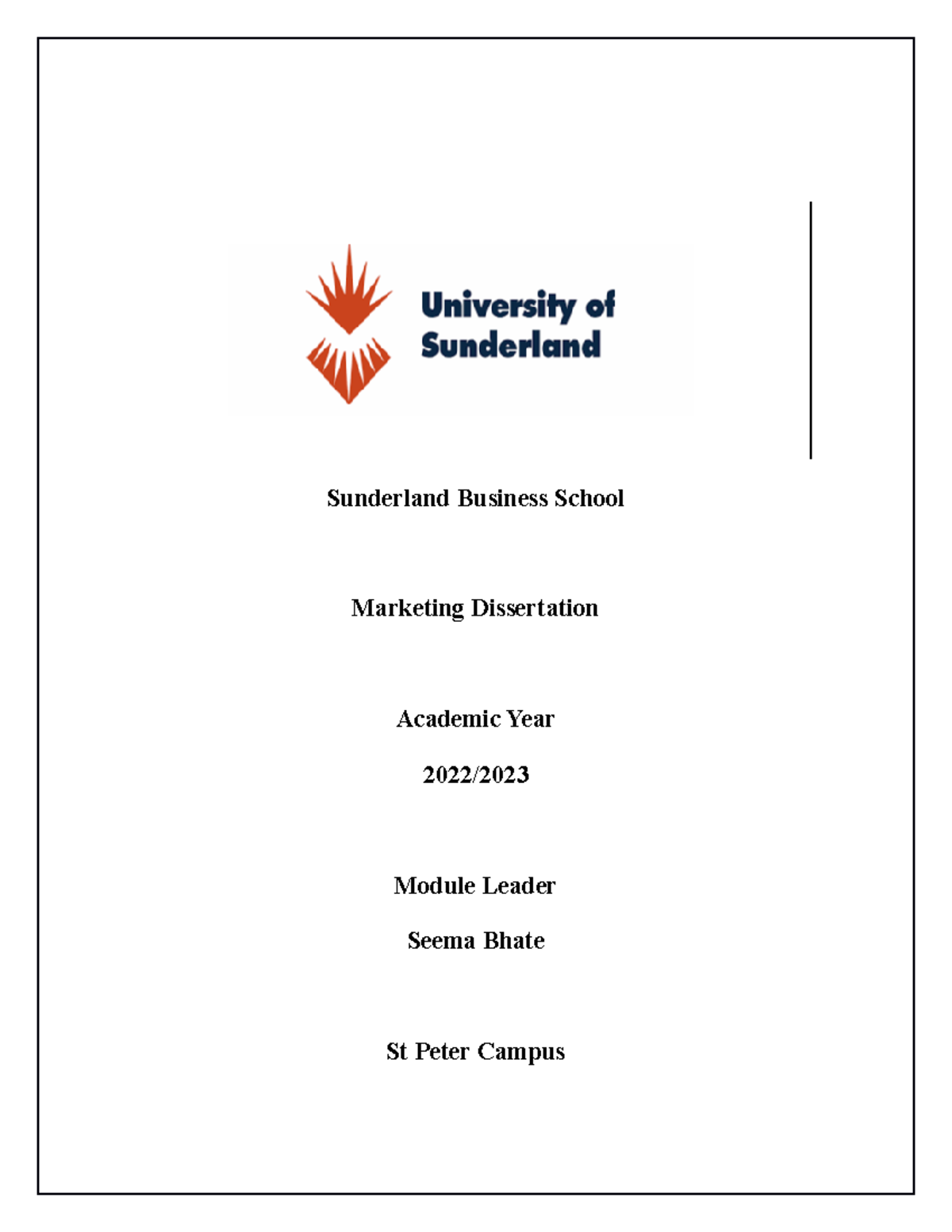 The Research proposal topic (29th May) copy - Sunderland Business ...