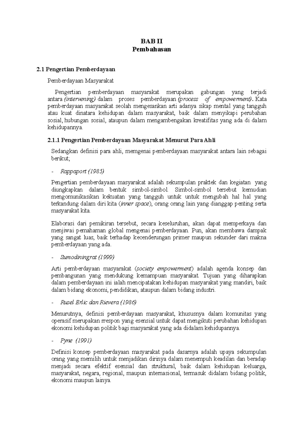 Pemberdayaan Sosial - BAB II Pembahasan 2 Pengertian Pemberdayaan ...
