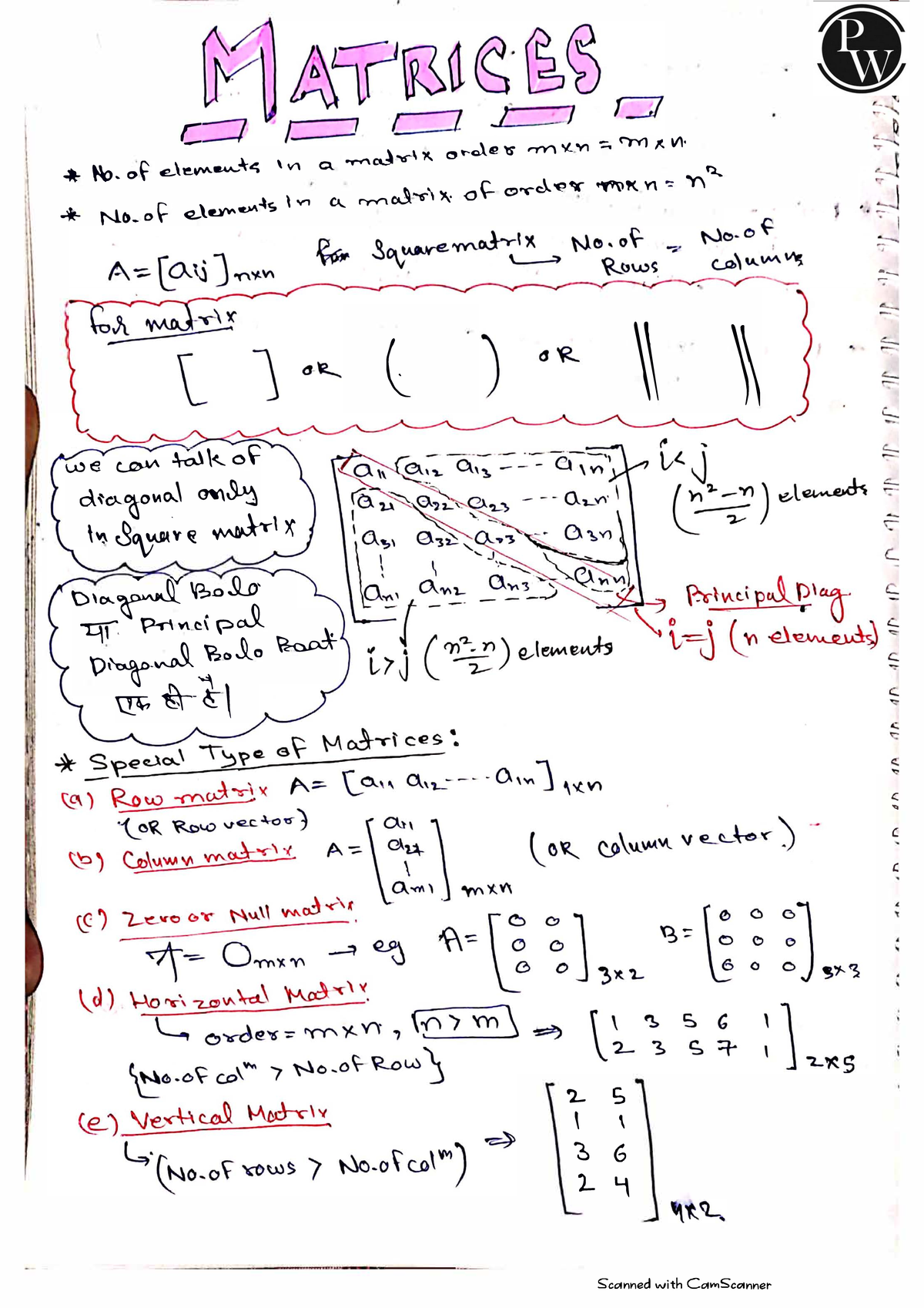 Matrices Handwritten Notes - * - t ####### ,ei ..-.; ####### , If\ o ...