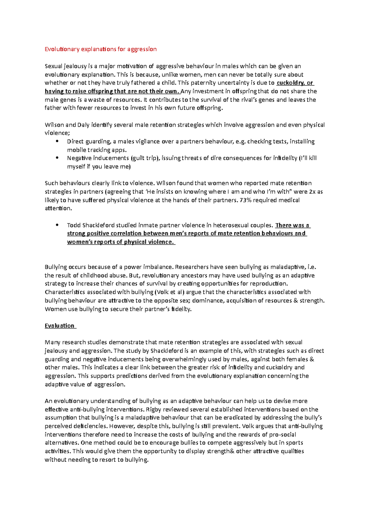 Evolutionary explanations for aggression - This is because, unlike ...