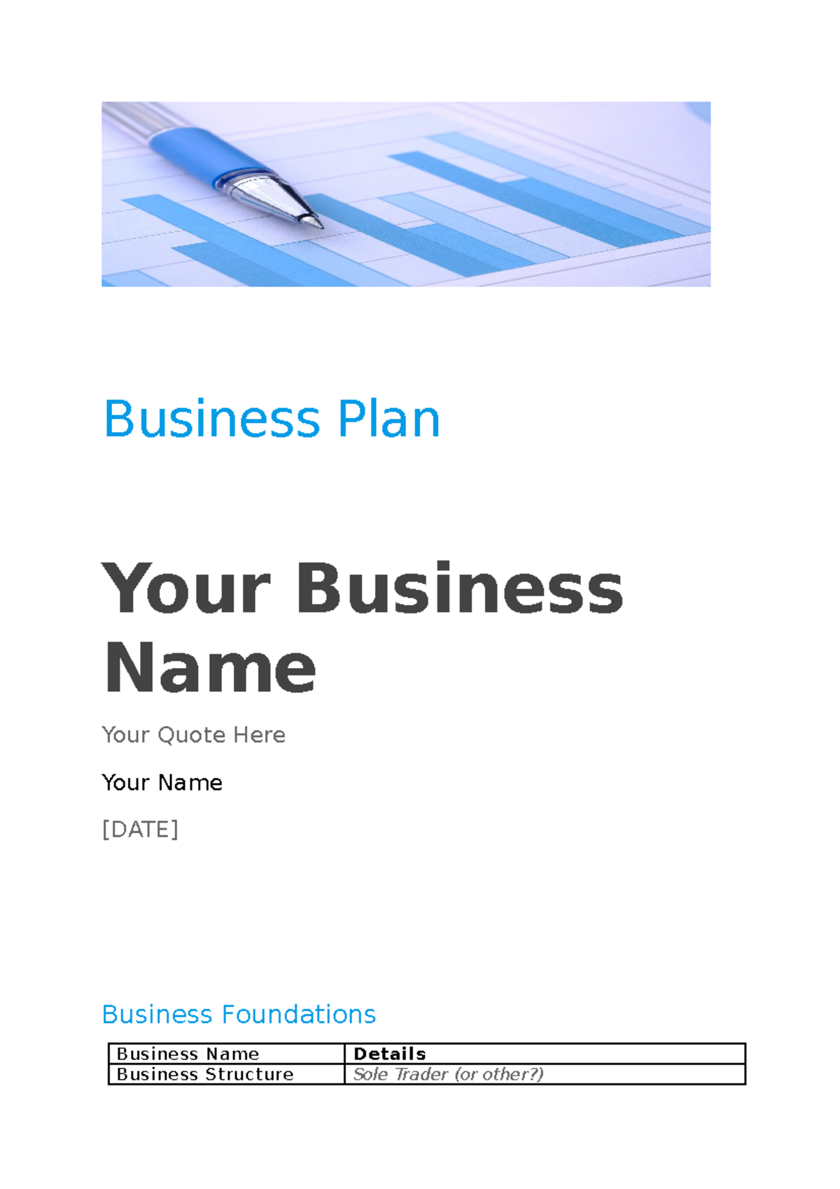 3a Business Plan Template - Business Plan Your Business Name Your Quote ...