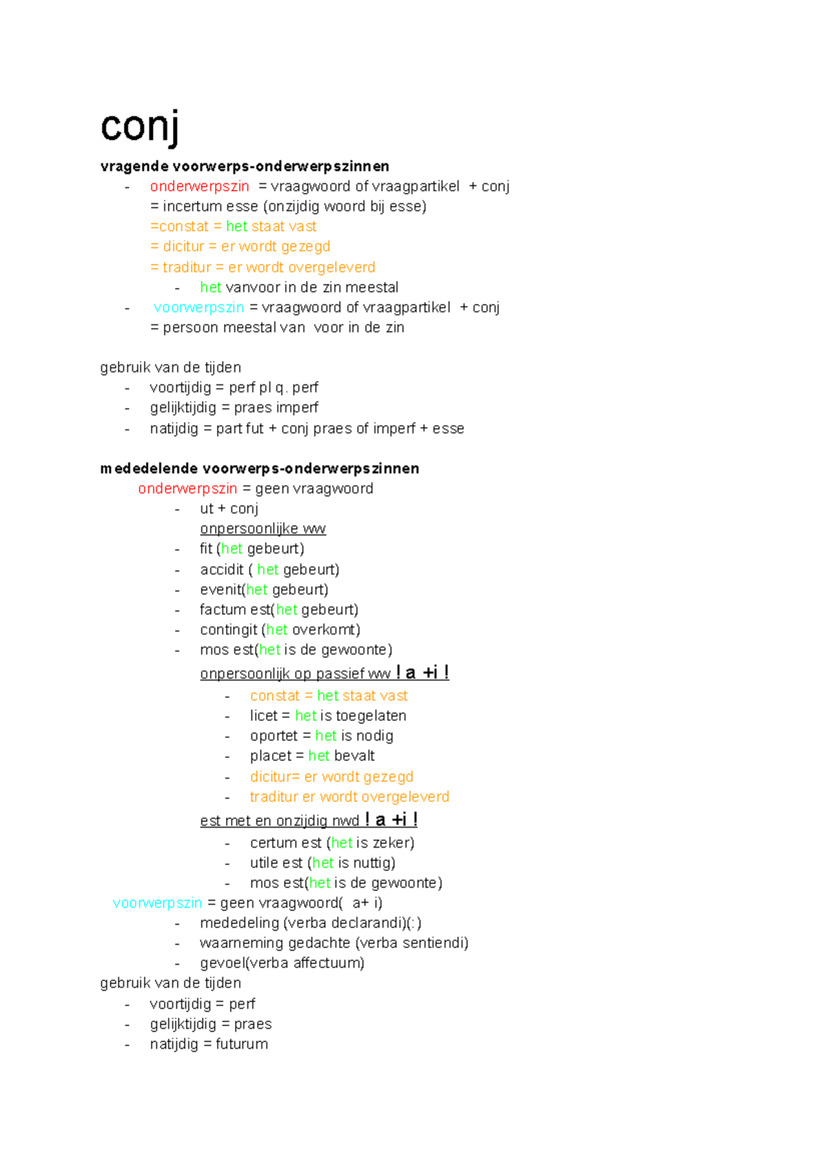 Conj - Deze samenvattingen/tekst zijn gemaakt voor het 3de middelbaar ...