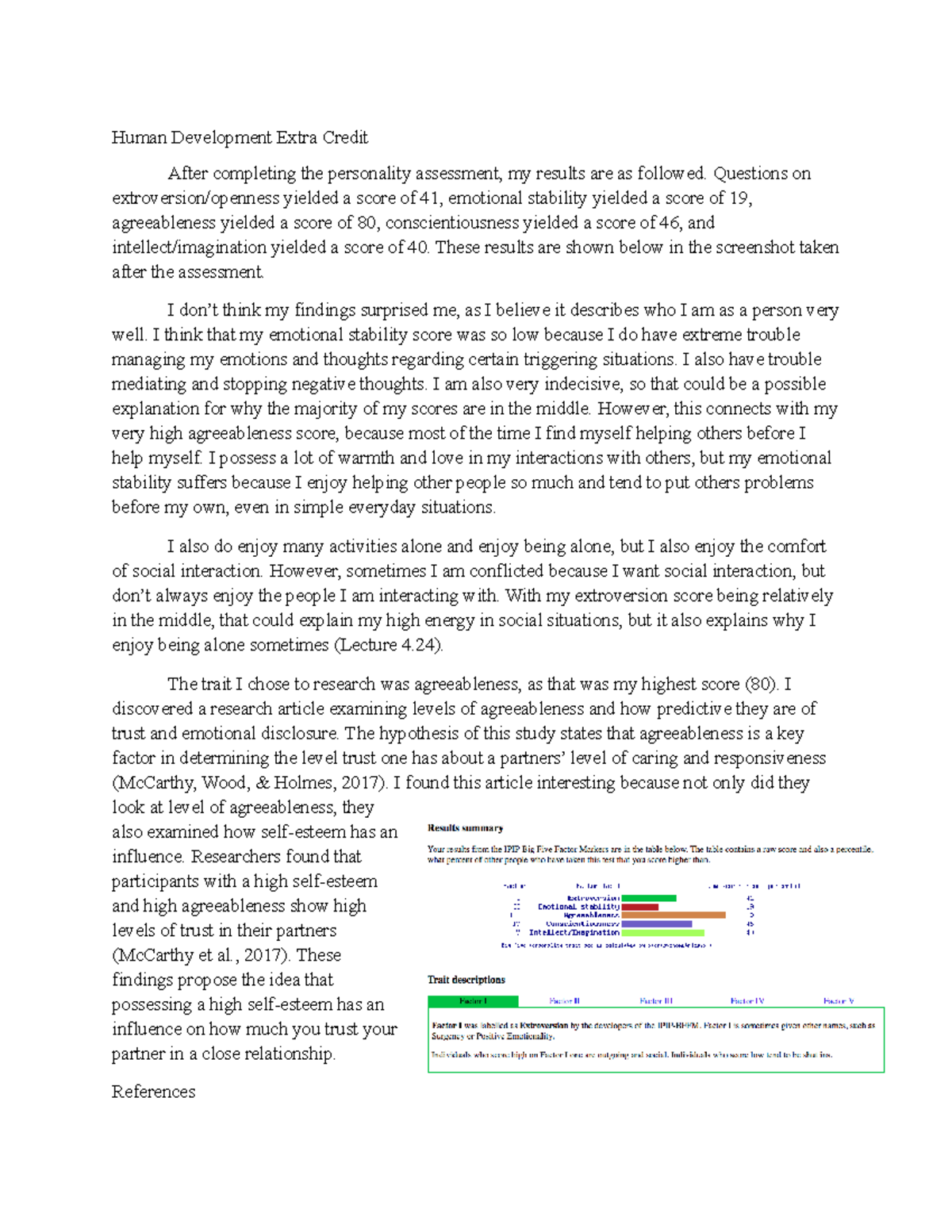 Extra Credit Paper - Human Development Extra Credit After completing ...