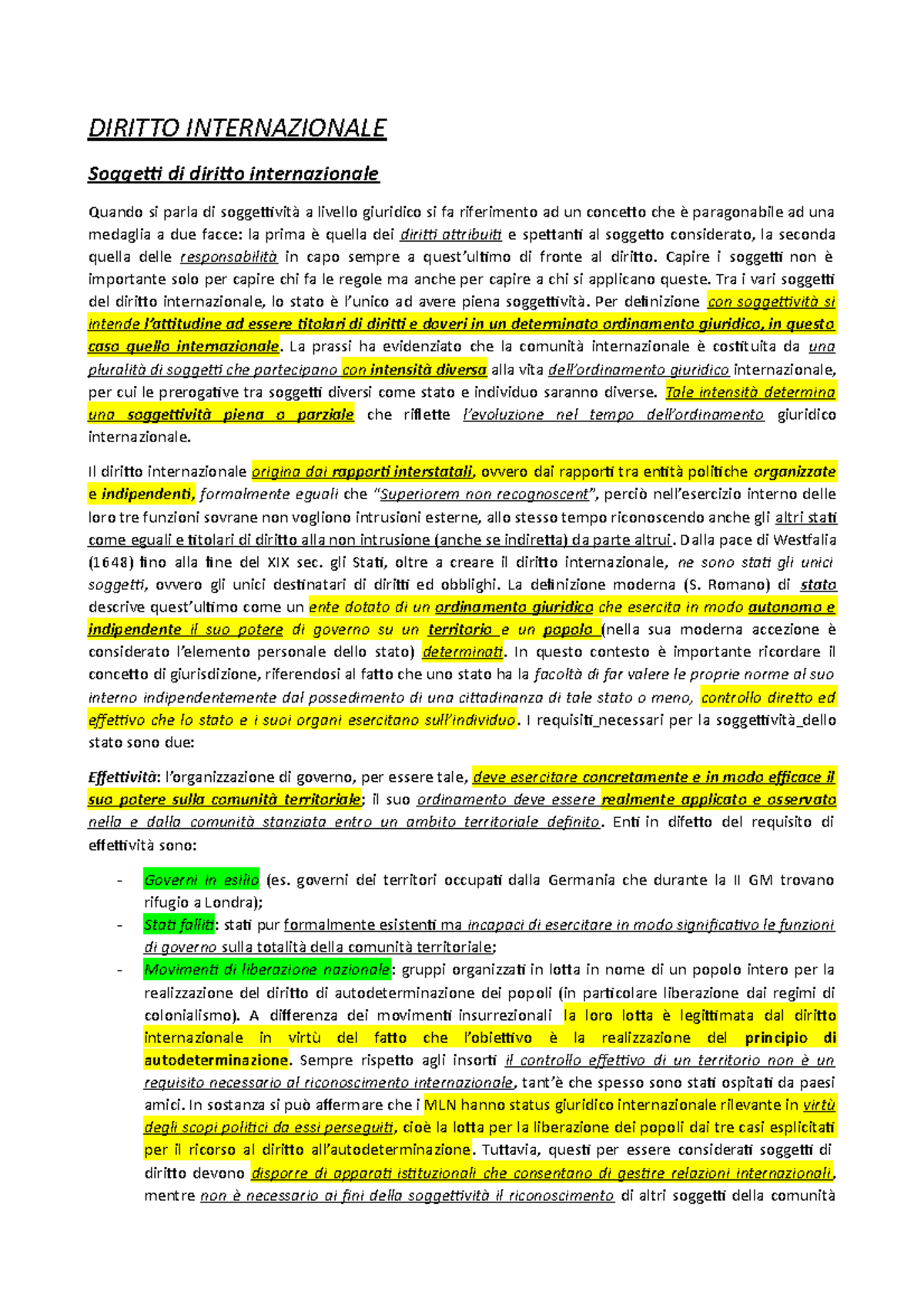Diritto Internazionale - DIRITTO INTERNAZIONALE Soggetti di diritto ...