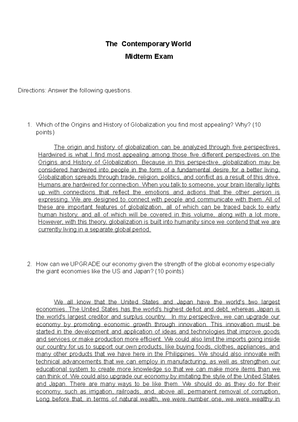 The Contemporary World-Practical 5 - The Contemporary World Midterm ...