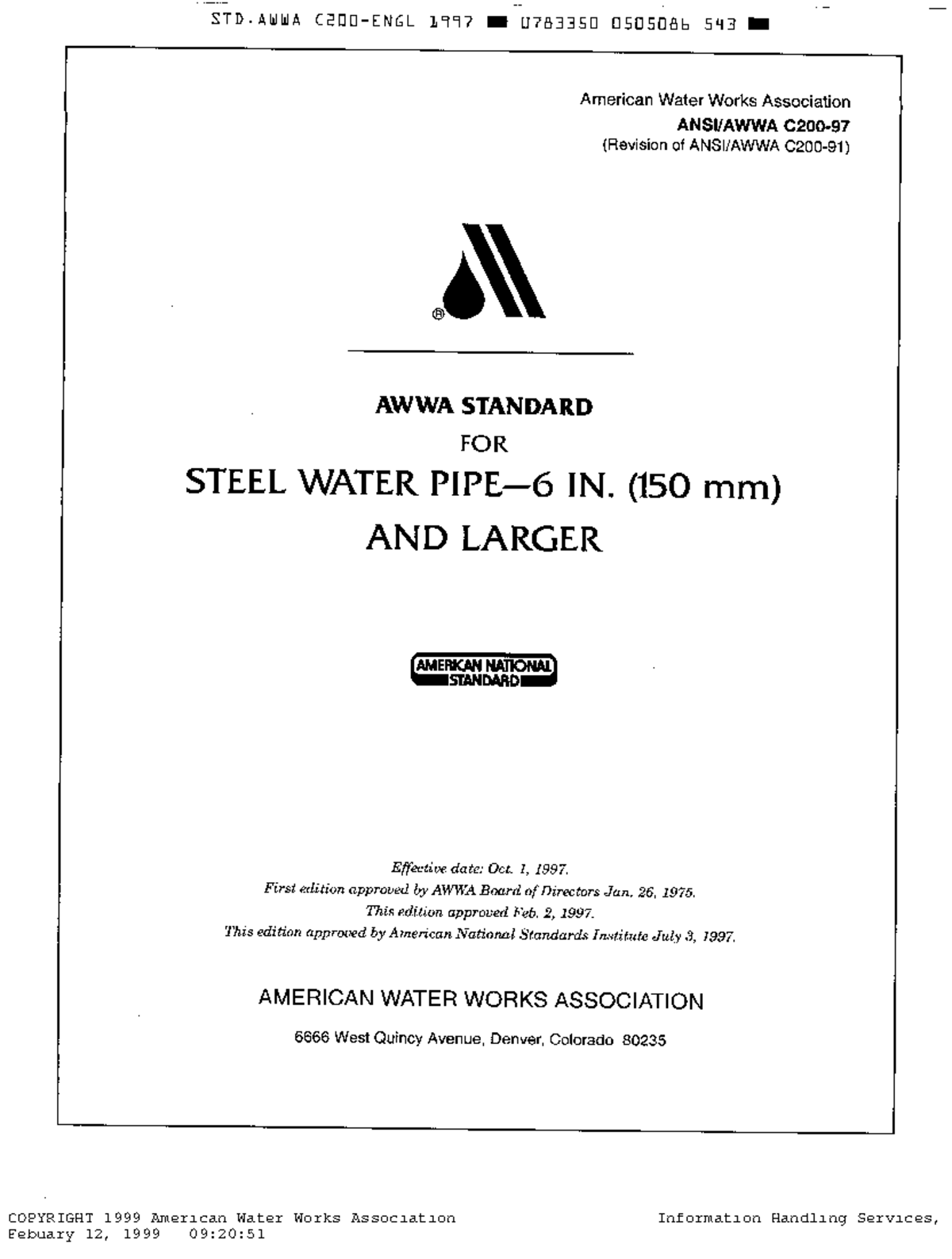 AWWA C200 spec para cañerias diam 6 - Taller de Fundamentos de ...