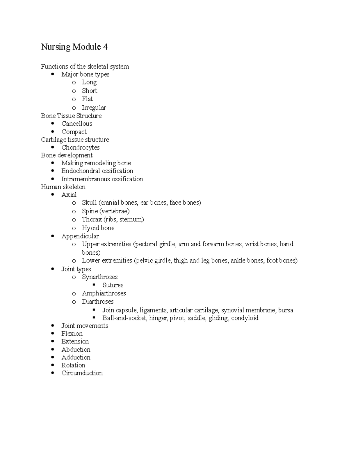 Nursing Module 4 - Identify the major anatomical structures found in a ...