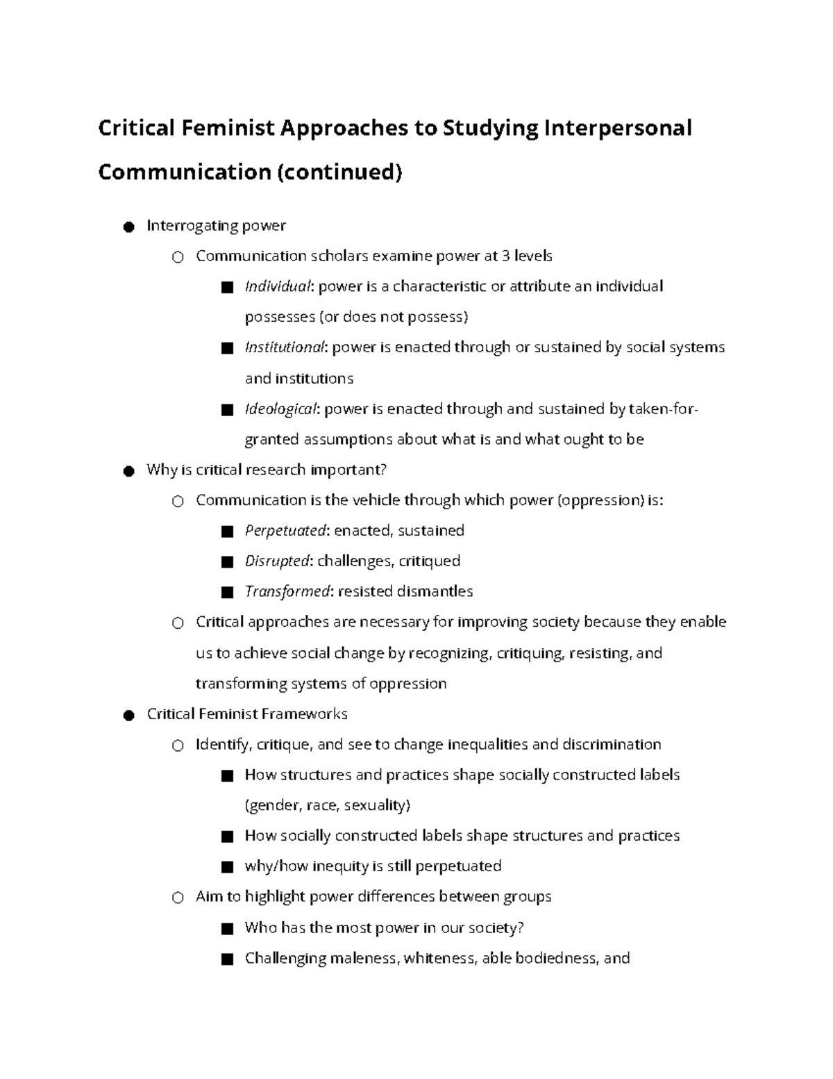 2/16 lecture notes - Critical Feminist Approaches to Studying ...