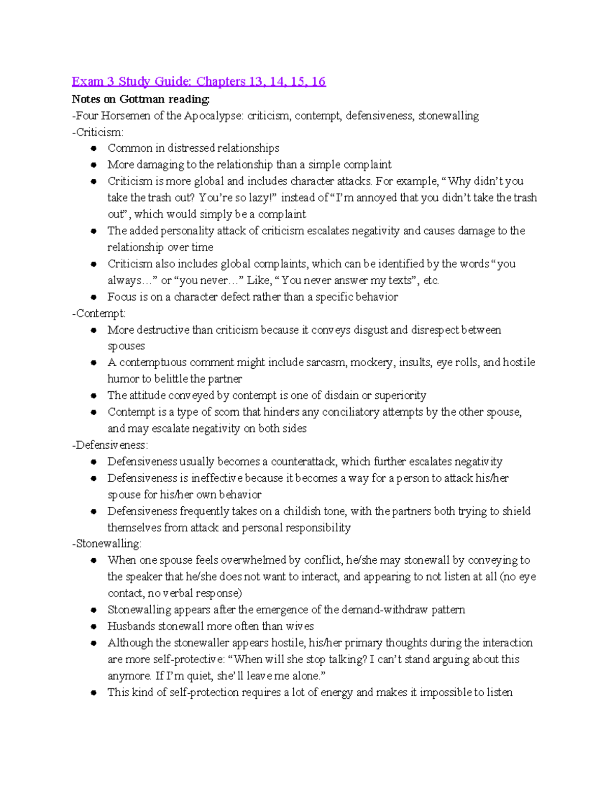 Exam 3 Study Guide - Exam 3 Study Guide: Chapters 13, 14, 15, 16 Notes ...