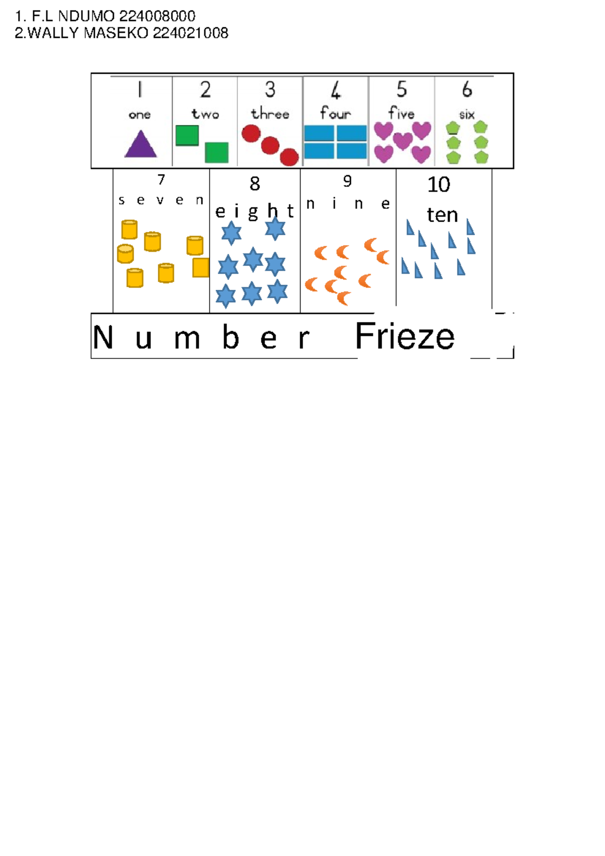 Number frieze 2MTH - MTH11ES - 7 s e v e n 8 e i g h t 9 n i n e 10 ten ...