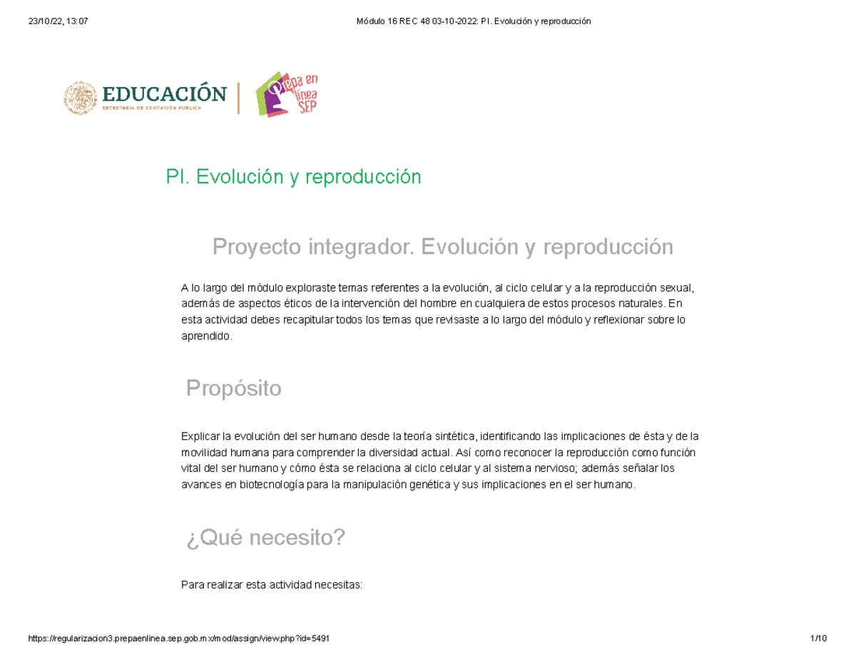 Módulo 16 REC 48 03-10-2022 PI. Evolución y reproducción - Para ...