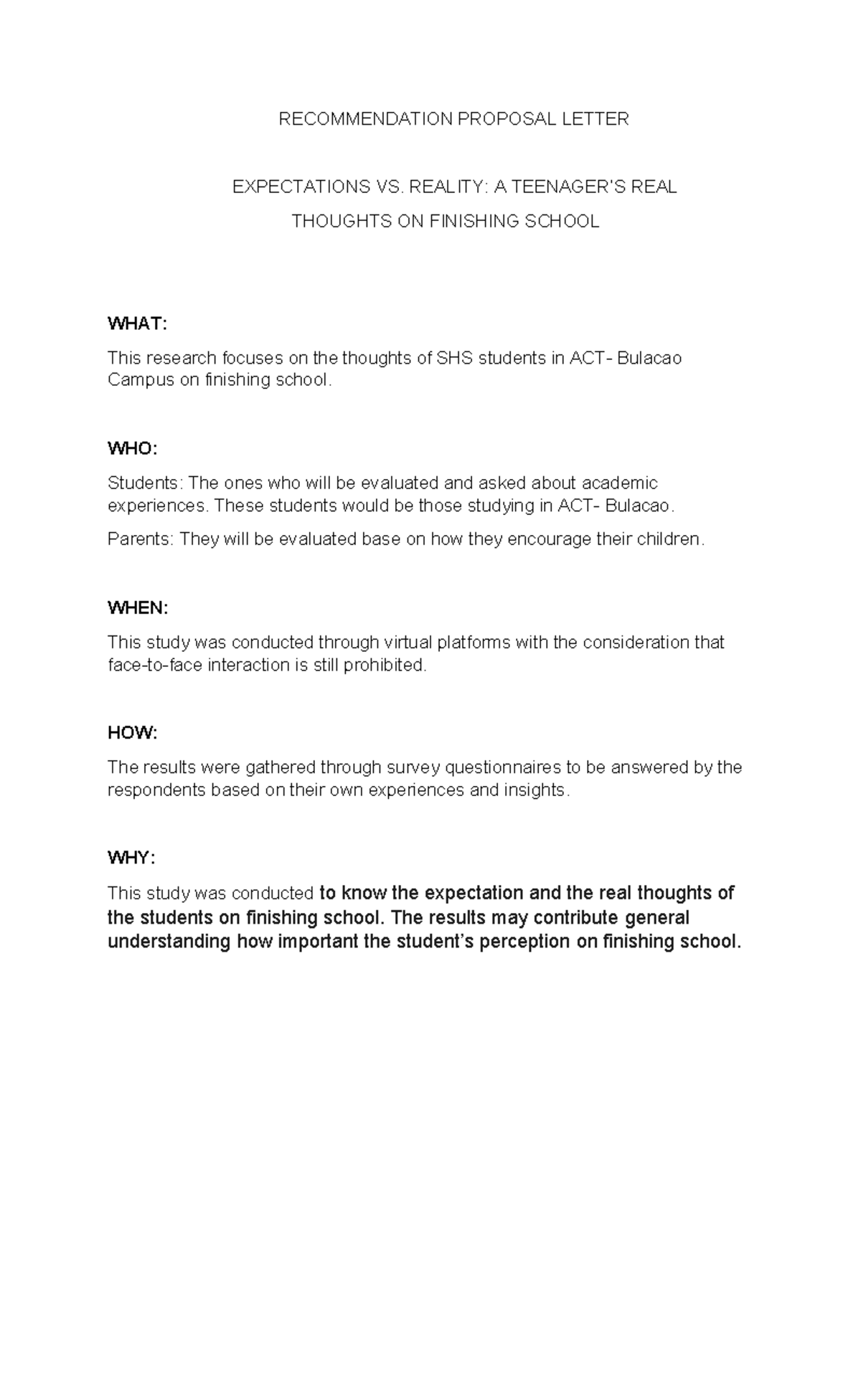 Recommendation Proposal Letter - RECOMMENDATION PROPOSAL LETTER ...