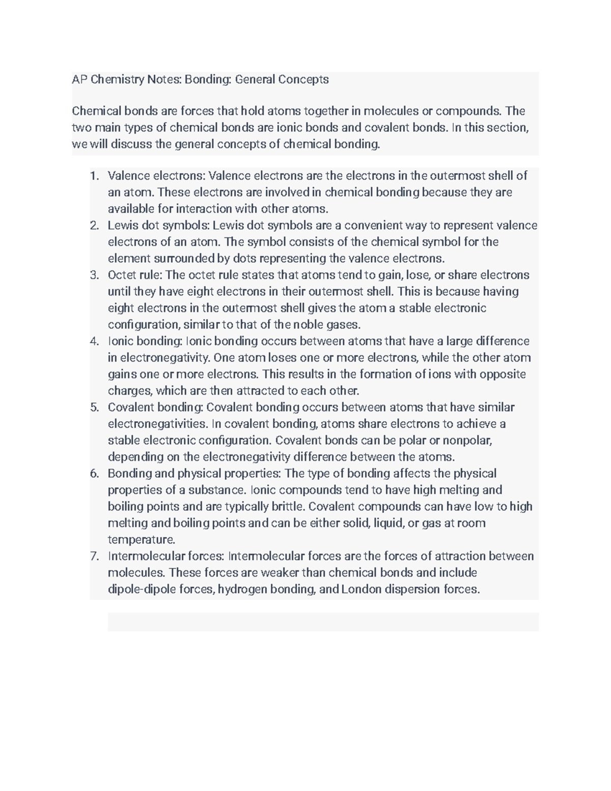 AP Chemistry Notes Bonding General Concepts - AP Chemistry Notes ...