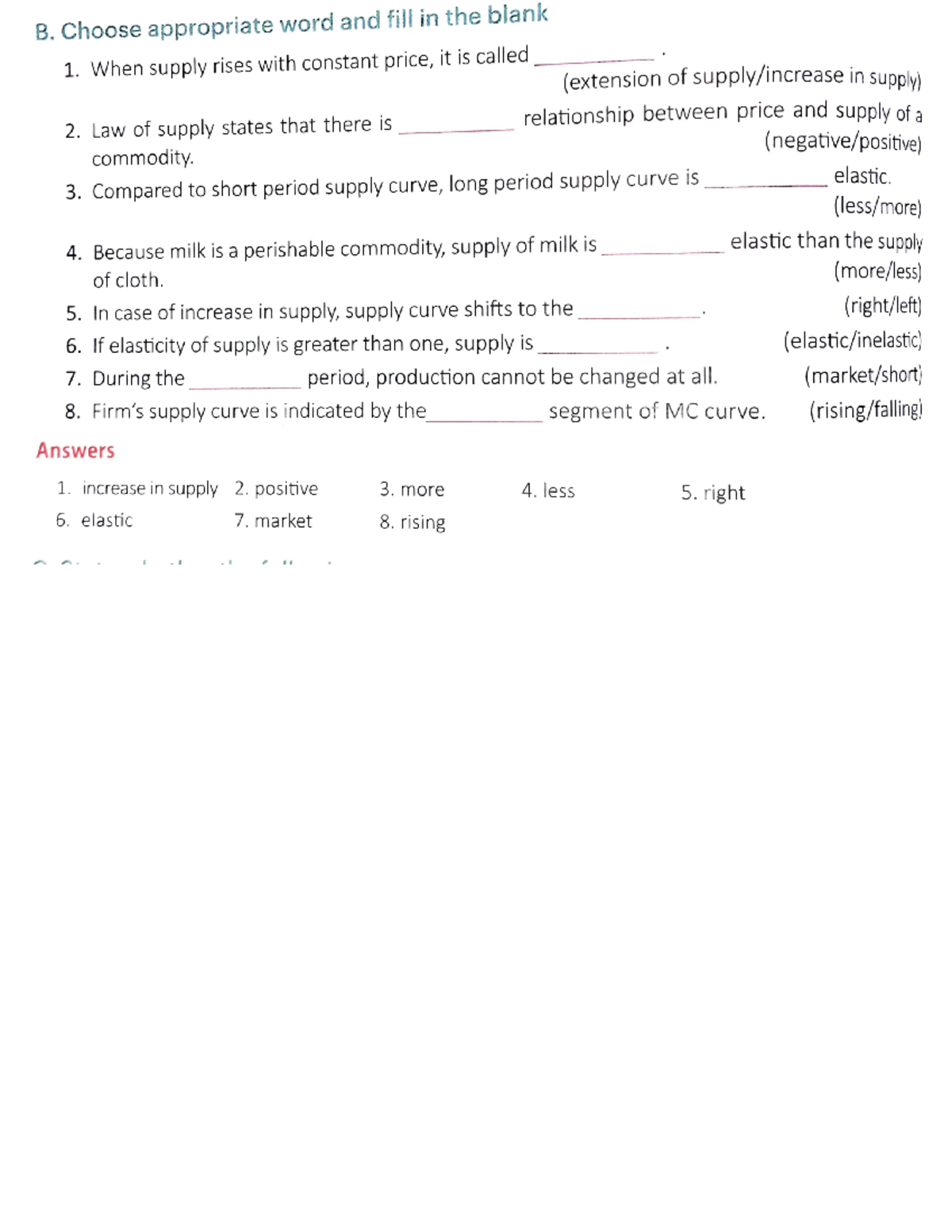 FILL blanks of supply - Helpful notes - B. Choose appropriate word and ...