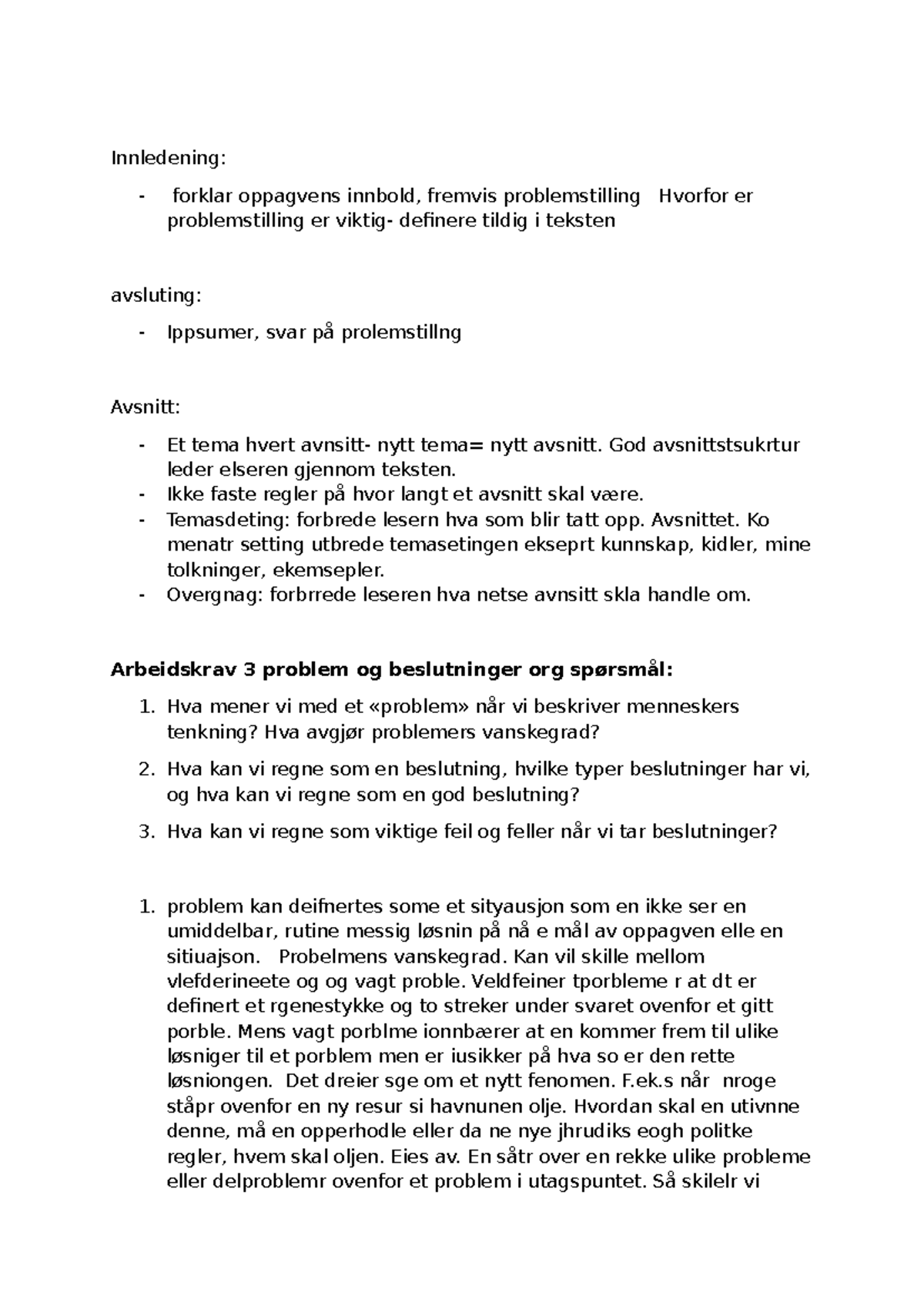 Ark 3 problem og besulting - Innledening: - forklar oppagvens innbold ...