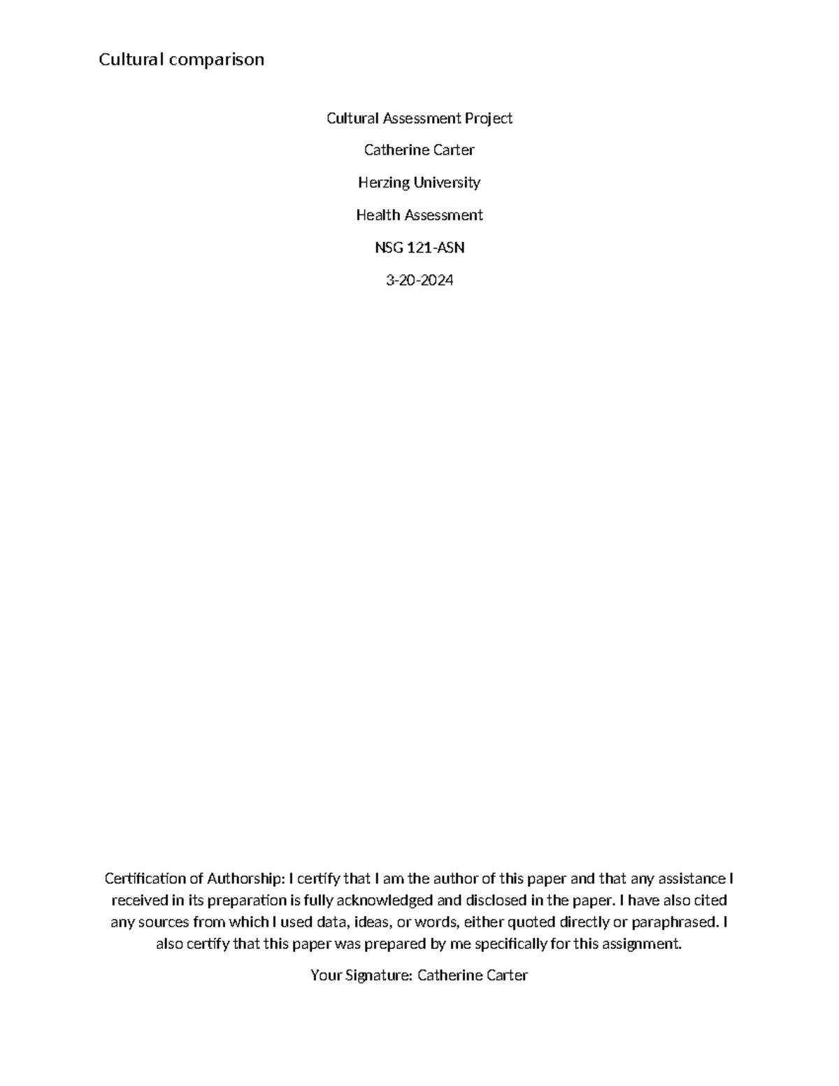 Cultural assessment with KT - Cultural Assessment Project Catherine ...